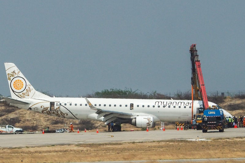 Myanmar plane in emergency touchdown as landing gear fails | Mizzima ...