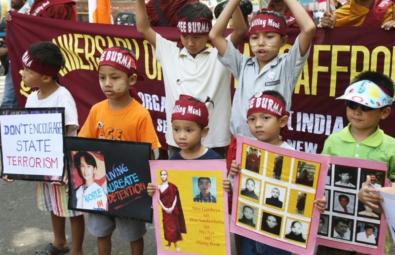 Myanmar protesters mark 16th year anniversary of the 2007 Saffron ...