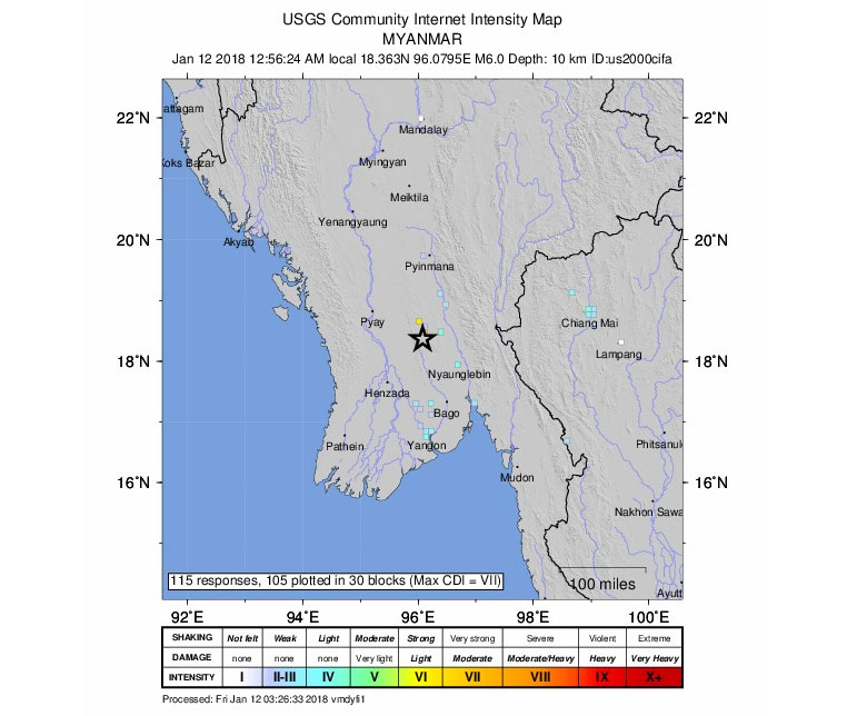 Shallow 6.0-magnitude earthquake hits Myanmar: USGS | Mizzima Myanmar ...